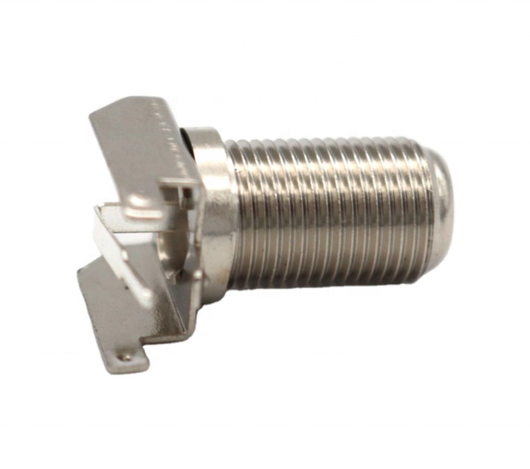 Brass Right Angle RF coaxial F type female connector for PCB Mount ...