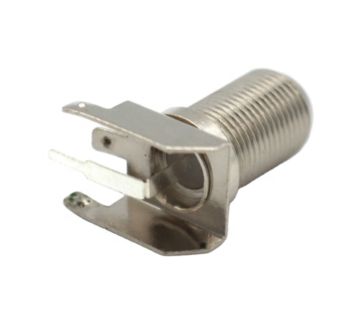 Brass Right Angle RF coaxial F type female connector for PCB Mount ...